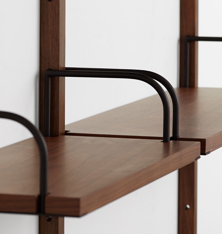 Hart Modular Walnut Double Shelving Unit with Double Cabinets ...