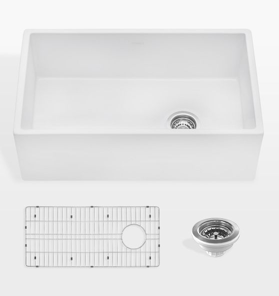 30" Fiamma Fireclay Farmhouse Apron Kitchen Sink | Rejuvenation