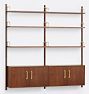 Hart Modular Walnut Double Shelving Unit with Double Cabinets ...