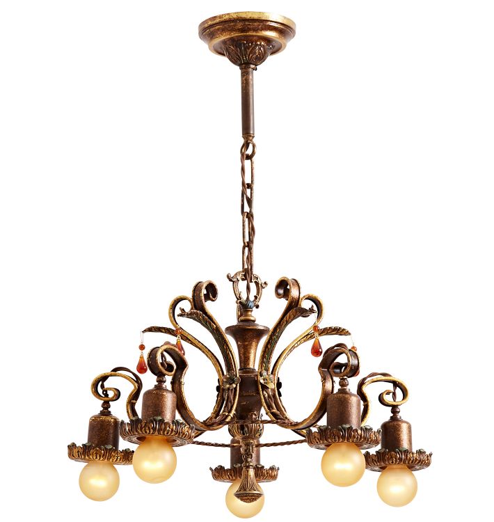 5-Light Classical Revival Bare Bulb Chandelier | Rejuvenation