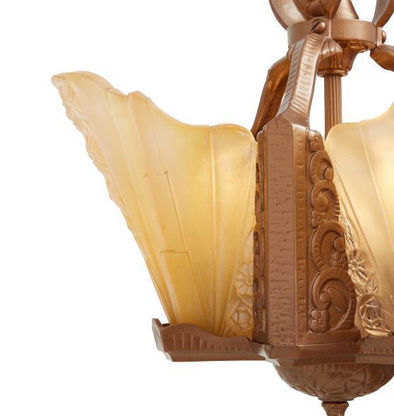 Vintage 3-Light Art Deco Slipper Shade Chandelier | Rejuvenation