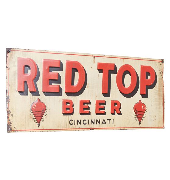 Embossed Steel Red Top Beer Sign | Rejuvenation