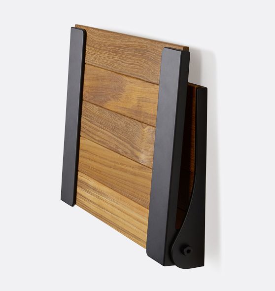 Carter Wall Mount High Back Teak Folding Shower Seat - ADA | Rejuvenation