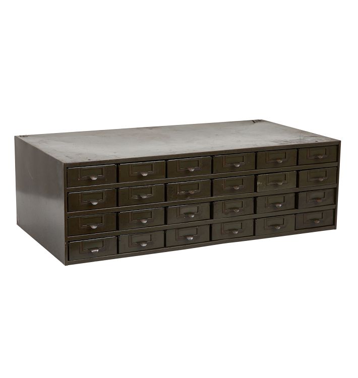 24 Drawer Industrial Tabletop Parts Cabinet Circa 1940 | Rejuvenation