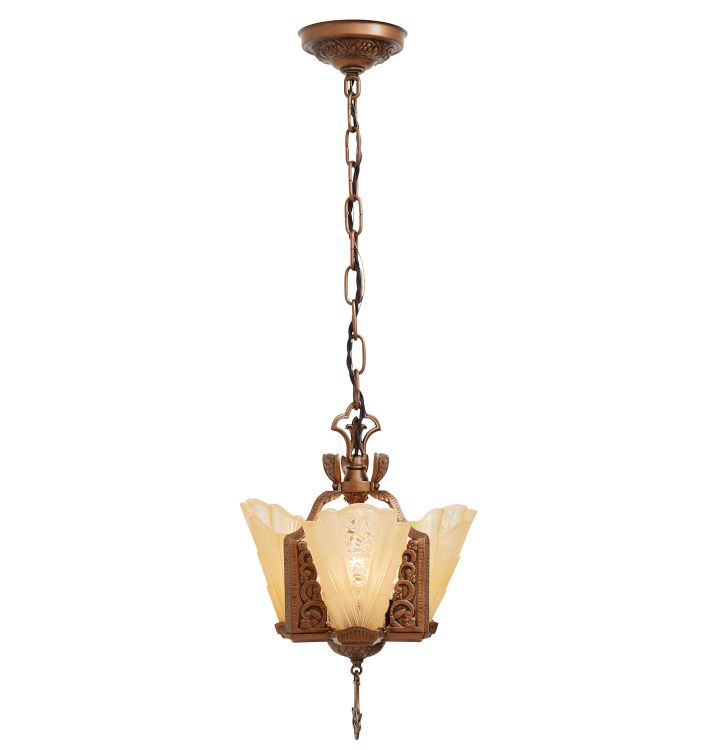 Vintage 3-Light Art Deco Slipper Shade Pendant | Rejuvenation