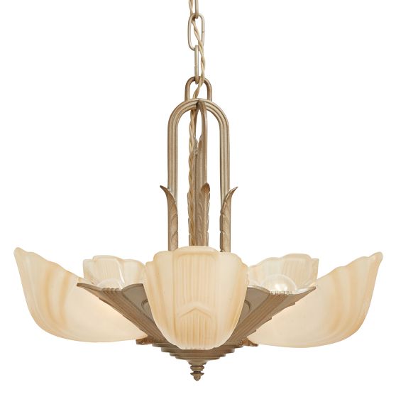 Vintage Art Deco 5-Light Slipper Shade Chandelier | Rejuvenation