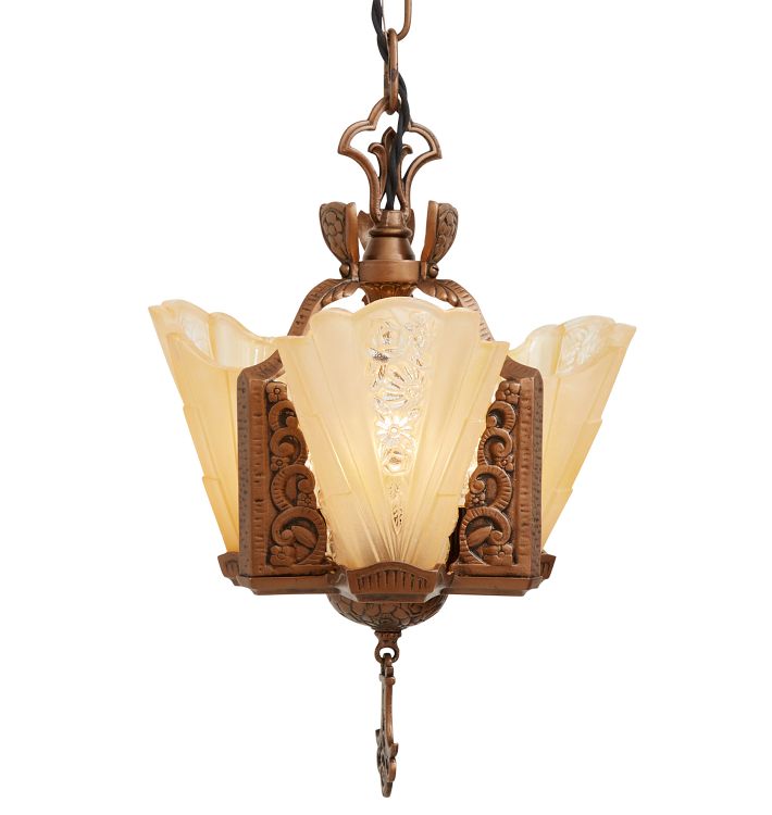 Vintage 3-Light Art Deco Slipper Shade Pendant | Rejuvenation