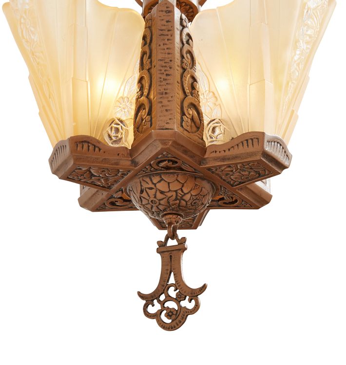 Vintage 3-Light Art Deco Slipper Shade Pendant | Rejuvenation