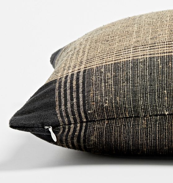 Plaid Handspun Raw Silk Pillow Cover | Rejuvenation