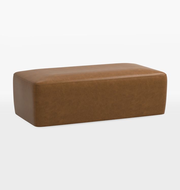 Britton Leather Rectangular Ottoman | Rejuvenation