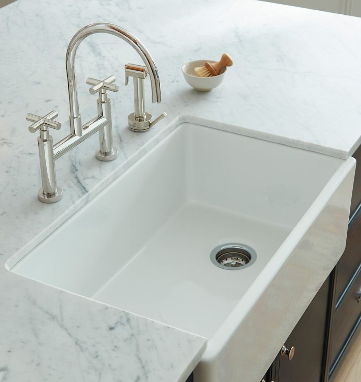 Frost Fireclay Single Kitchen Sink with Offset Drain | Rejuvenation