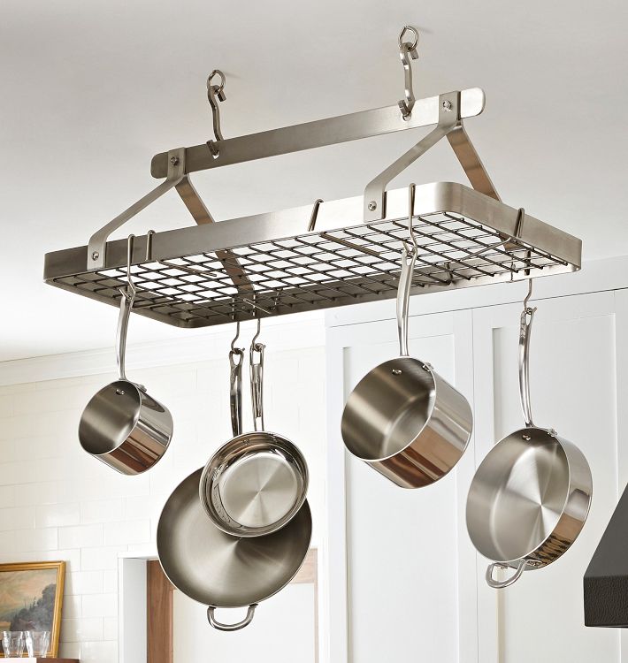 3' Griffin Ceiling Mount Rectangle Stainless Steel Pot Rack | Rejuvenation