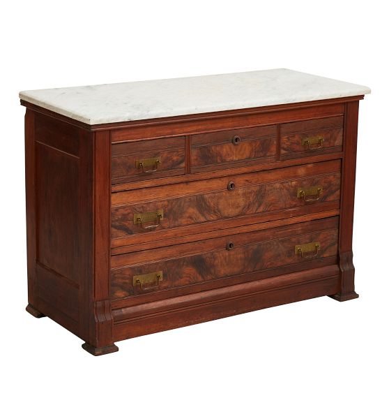 Antique Victorian Marble-Topped Chest of Drawers with Bookmatched ...
