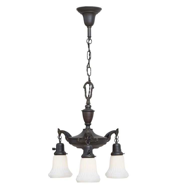 Vintage Three-Light Classical Revival Pan Chandelier | Rejuvenation