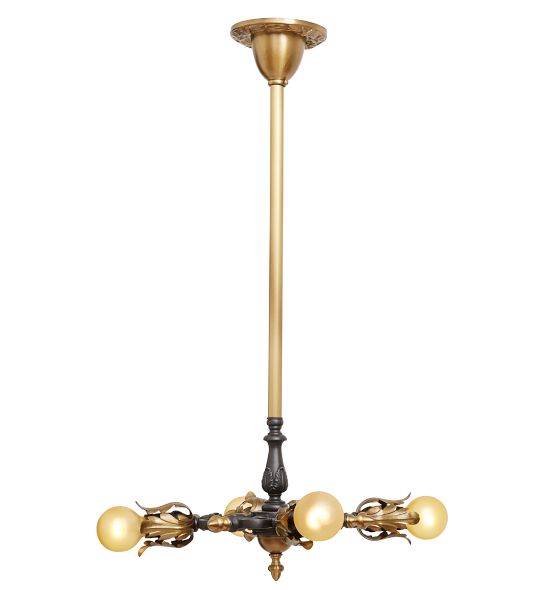 Vintage Four-Light Classical Revival Chandelier with Wrought Iron ...