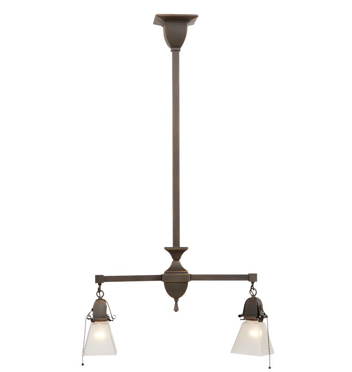 Vintage 2-Light Arts & Crafts Pendant with Pullchain Sockets | Rejuvenation