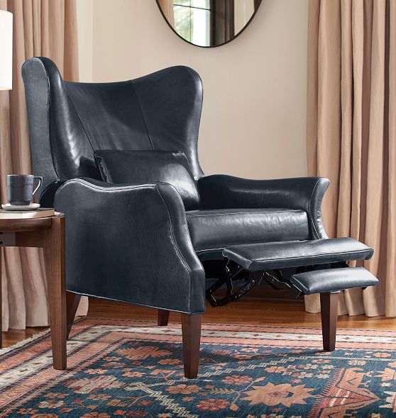 Clinton Modern Wingback Leather Recliner Chair | Rejuvenation