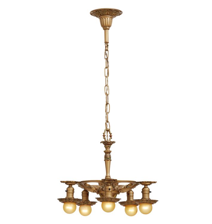 Five-Light Classical Revival Bare Bulb Chandelier | Rejuvenation
