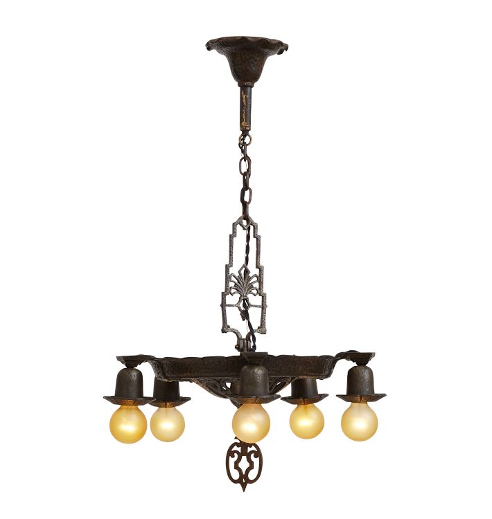 Romance Revival Bare Bulb Chandelier with Faux-Hammered Finish ...