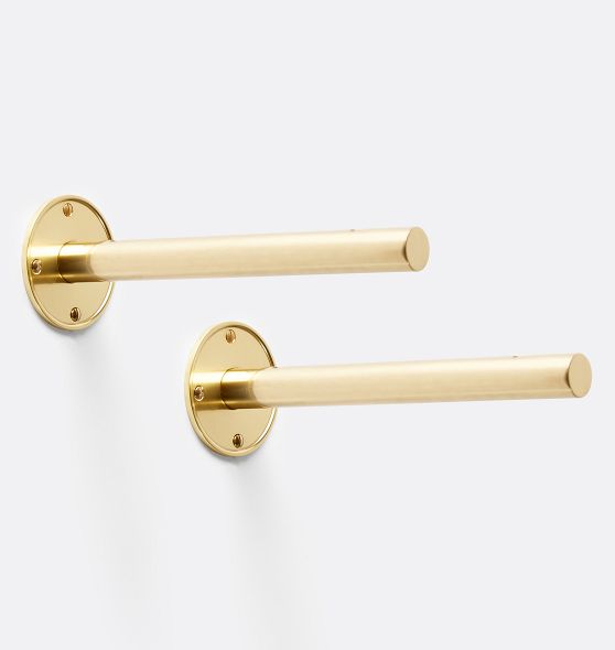 OPEN BOX: 10" Brass Rod Shelf Brackets, Set of 2 - Aged Brass ...
