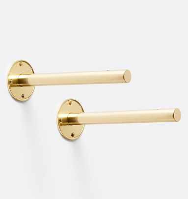 OPEN BOX: 10" Brass Rod Shelf Brackets, Set of 2 - Aged Brass ...