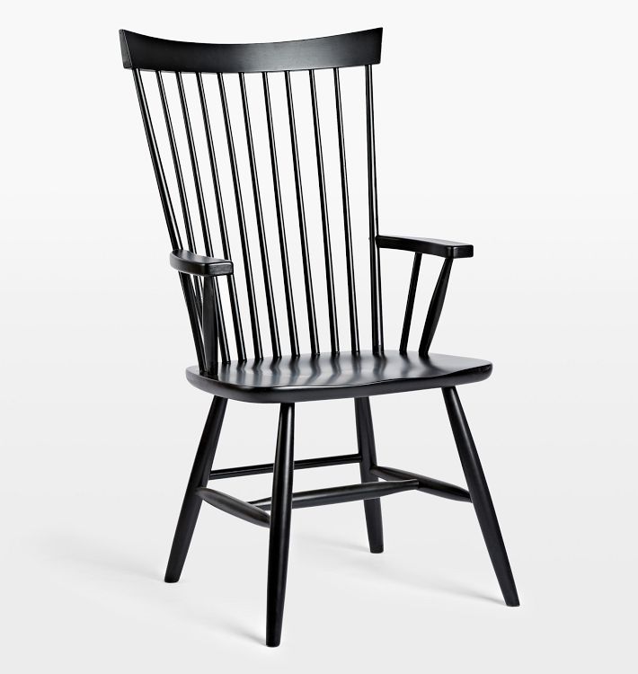 OPEN BOX: High Back Dining Arm Chair, Black Stain | Rejuvenation