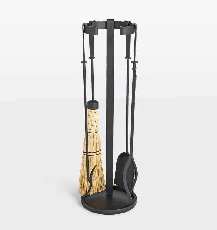 Industrial Round Fireplace Tool Set | Rejuvenation
