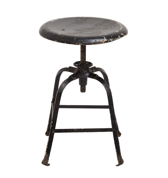 Vintage Angle Steel Industrial Stool with Adjustable Seat | Rejuvenation