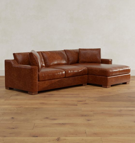 McNary Leather 2 Piece Chaise Sofa Left Chaise Studio Echo Leather Umber