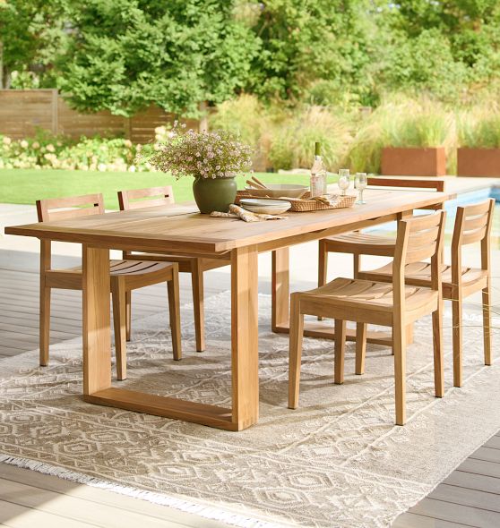 Teak outdoor dining table with bench store