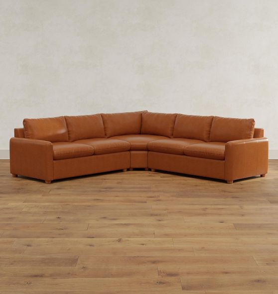 Leather sectional with wedge corner store
