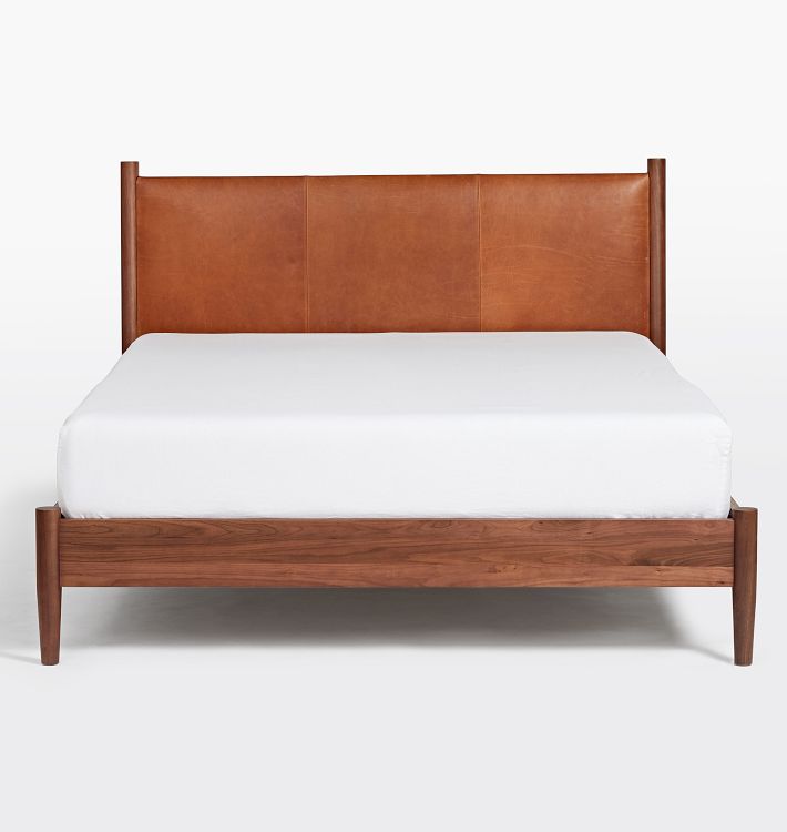 Shaw Walnut Bed with Leather Headboard