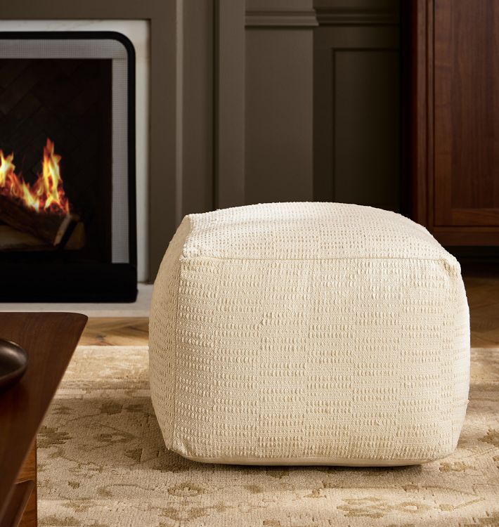 Woven Cotton Pouf 22 x 22 x 16 Camel
