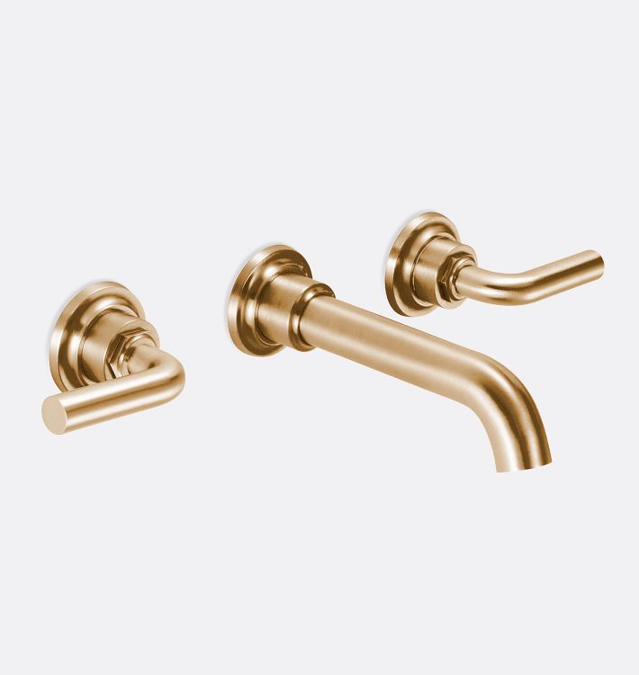 Descanso Smooth Lever Widespread Wall Mount Faucet | Rejuvenation