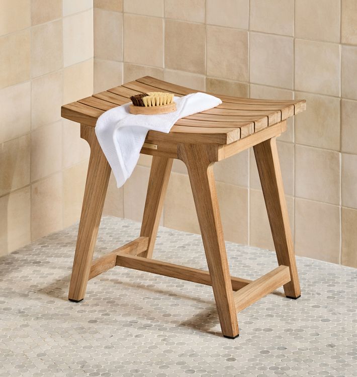 Odin Curved Teak Shower Bench | Rejuvenation