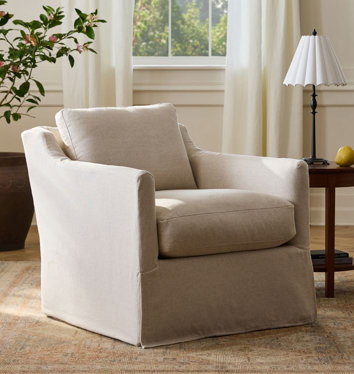 Monet Slipcovered Swivel Chair | Rejuvenation