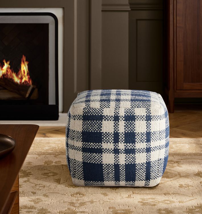 Plaid Wool Pouf | Rejuvenation