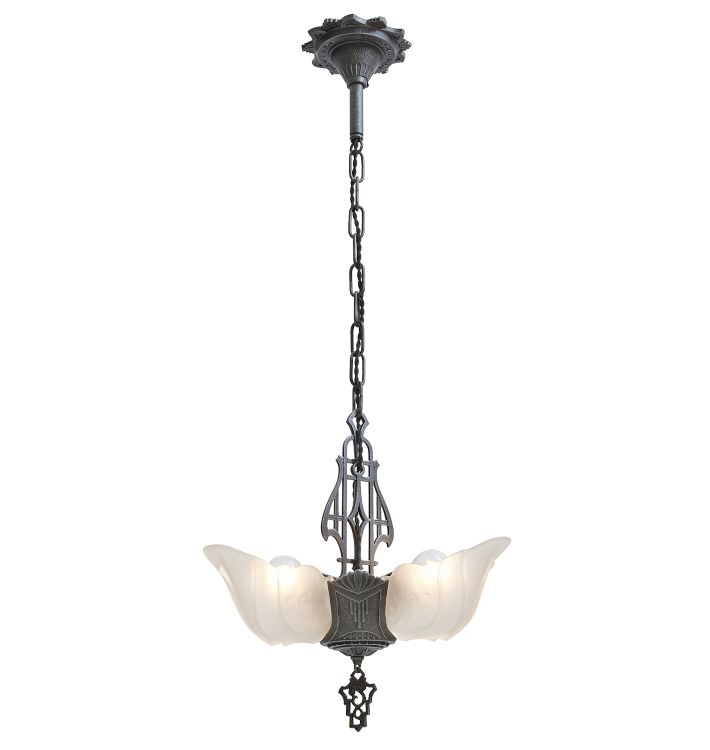 Vintage Art Deco Chandelier Slipper Shade 3 Light | Rejuvenation