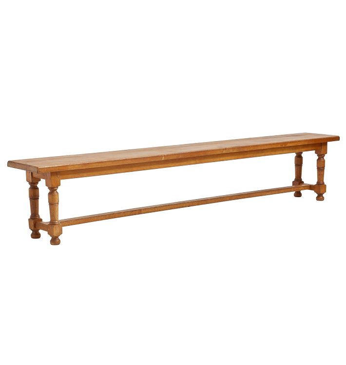 Vintage Traditional Long Bench with Light Wood Finish | Rejuvenation