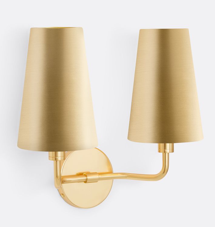 Ansel Double Sconce, Metal Shade | Rejuvenation